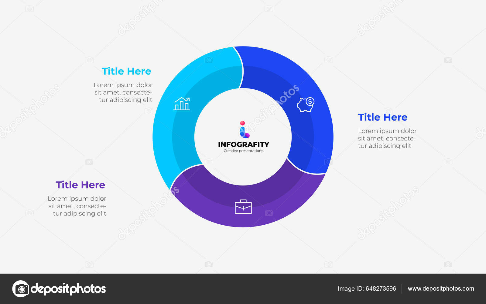 Diagrama Redondo Dividido Segmentos Concepto Tres Opciones Infografía ...