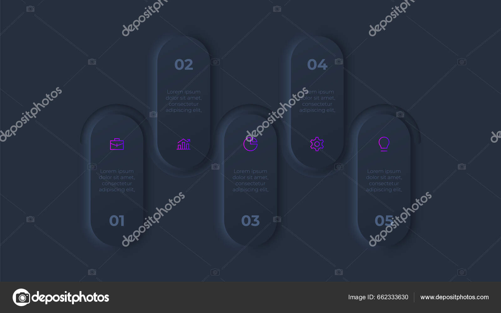 Neumorphic Rounded Elements Infographicon Dark Background Skeuomorph ...
