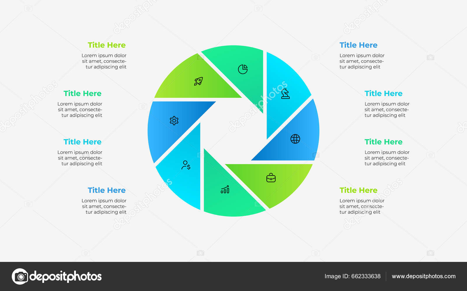 Circle Diagram Divided Parts Octagon Center Template Eight Options ...