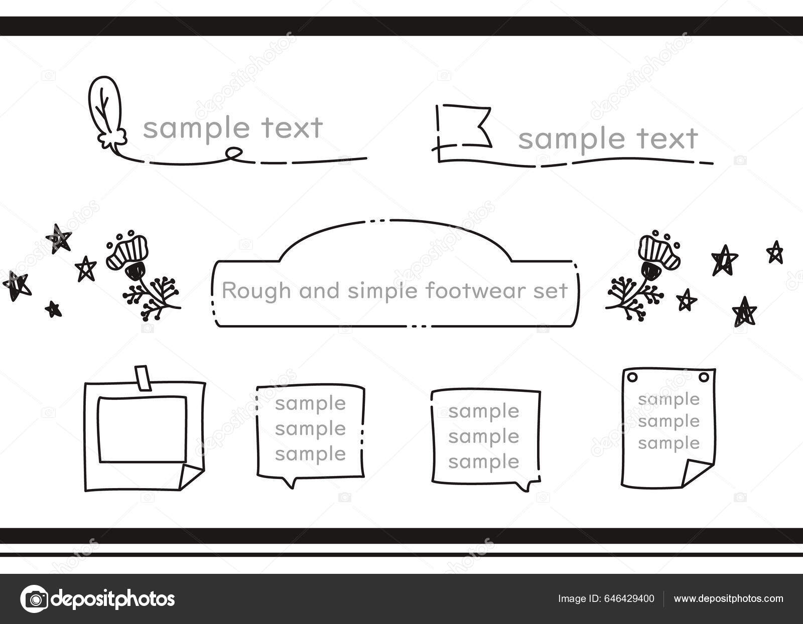 Set Rough Handwritten Style Frames Footnotes Drawn Simple Lines Stock ...