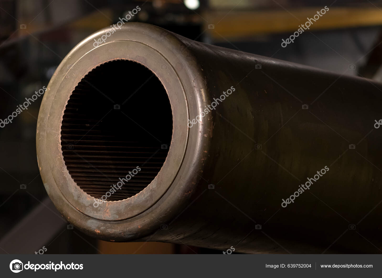 Muzzle Large Caliber Cannon Rifled Barrel Second World War Close Stock ...
