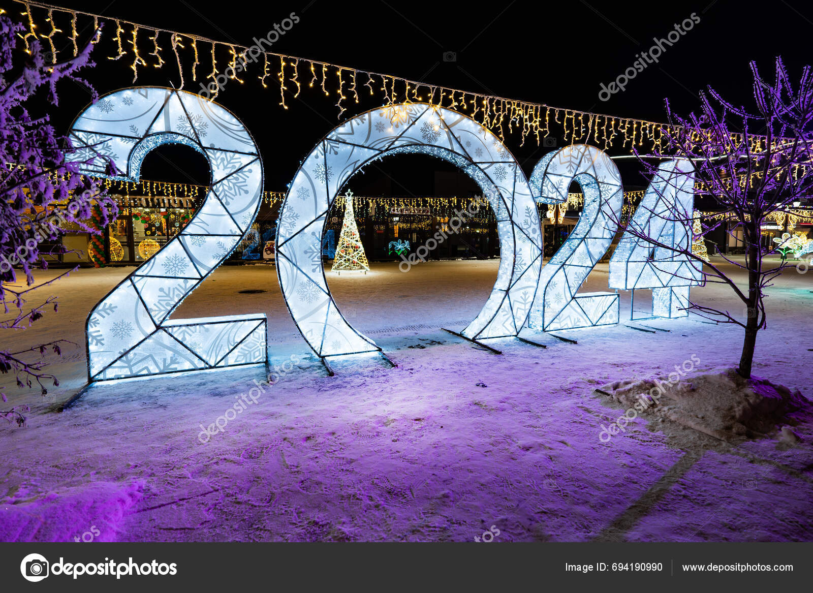 Happy New Year 2024 Sparkling Burning Numbers Year 2022 Black Stock ...