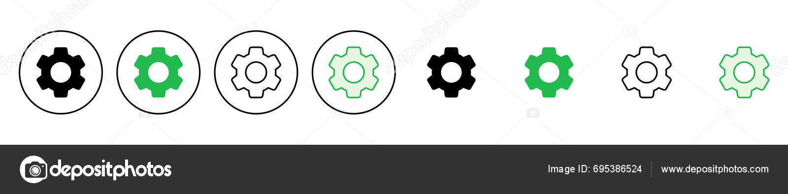 Setting Icon Set Cog Settings Icon Symbol Stock Vector by ©avastudio ...
