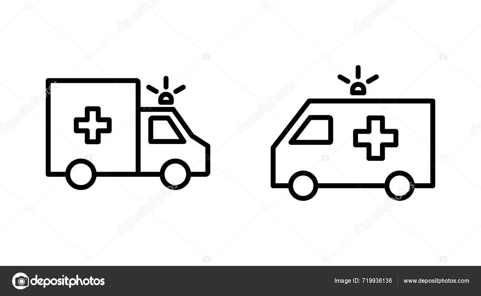 Ambulance Icon Set Ambulance Truck Icon Vector Ambulance Car Stock ...