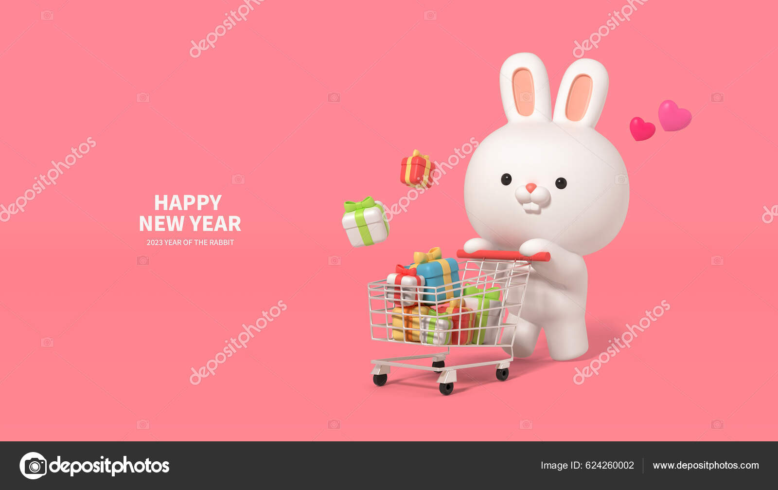 Cute Rendered Rabbit Character_Shopping Event Stock Illustration by ...