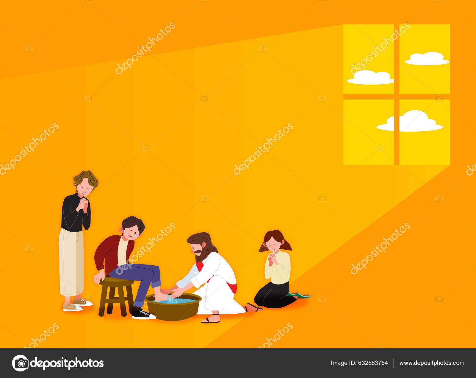 Christian Religious Event Vector Washing Feet Stock Vector by ...