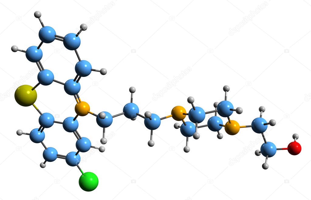 Imagen 3D de la fórmula esquelética de la perfenazina - estructura ...