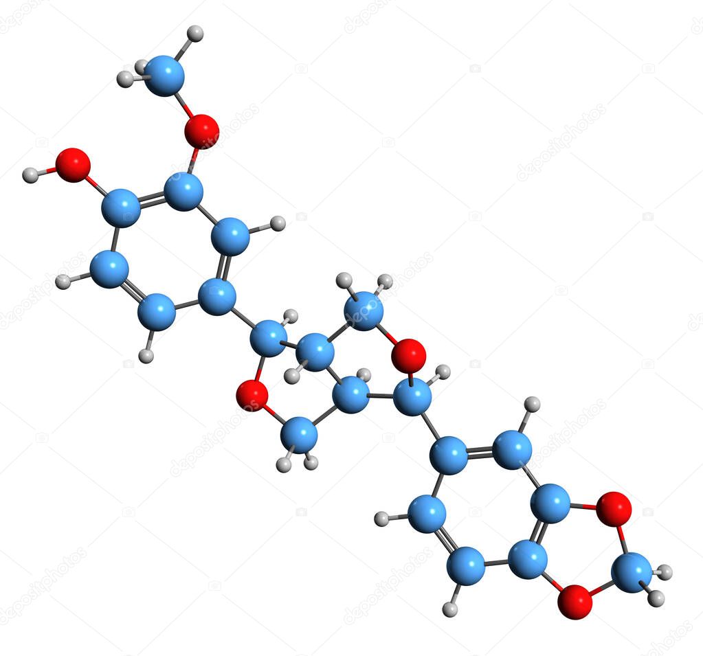 Imagen 3D de la f rmula esquel tica de Pluviatilol - estructura qu mica molecular de lignan ...