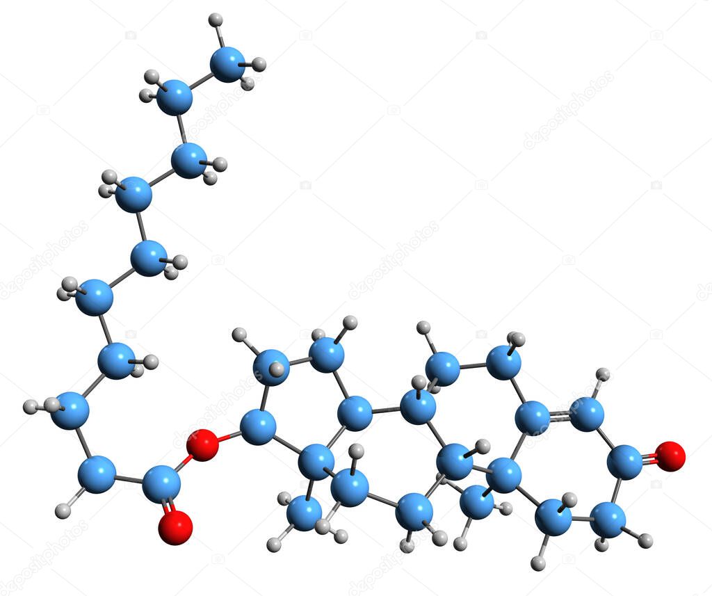Imagen 3D de la fórmula esquelética del decanoato de la testosterona ...