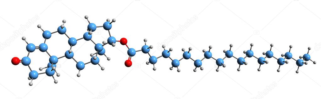 Imagen 3D de la fórmula esquelética del estearato de la testosterona ...
