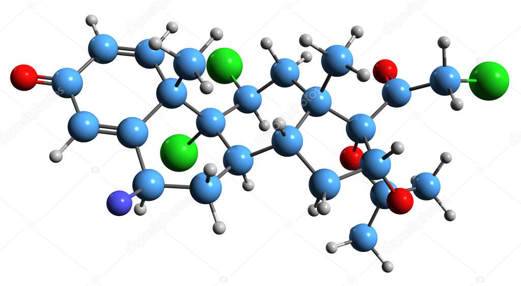 Imagen 3D de la fórmula esquelética Triclonide - estructura química ...