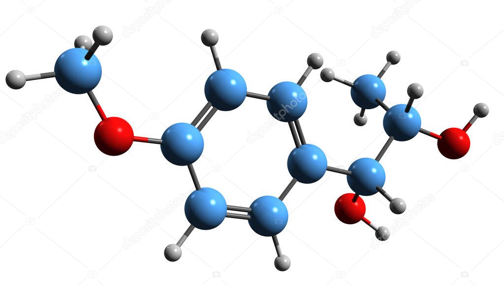 Imagen 3D de la fórmula esquelética del anetoglicol: estructura química ...