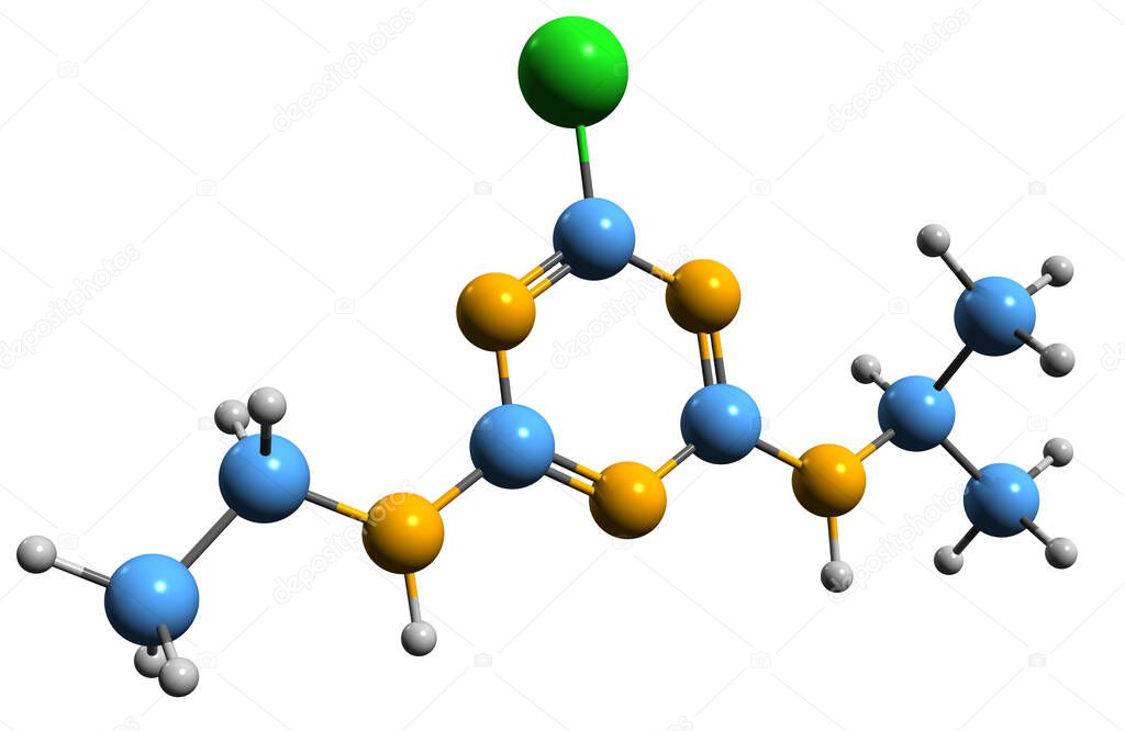 Imagen 3D de la fórmula esquelética de Atrazine - estructura química ...