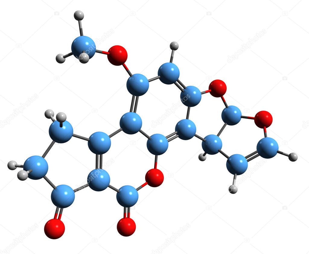 Imagen 3D de la fórmula esquelética de aflatoxina B1 - estructura ...