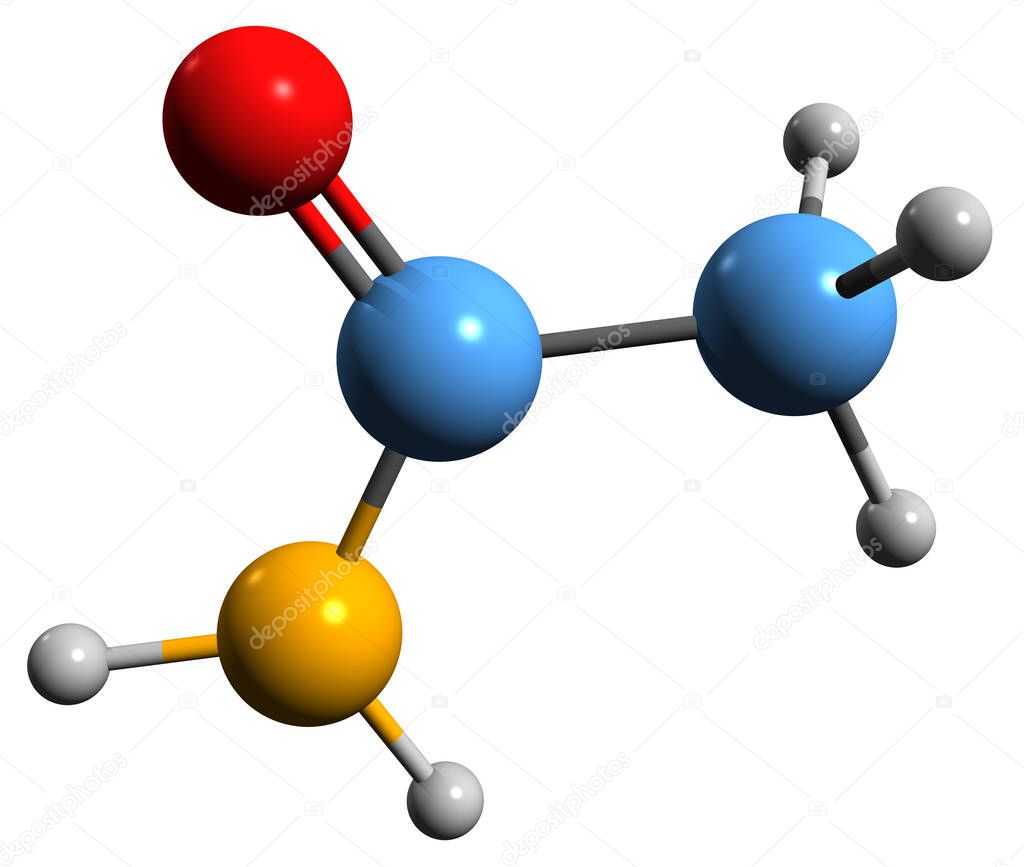 Imagen 3D de la fórmula esquelética de acetamida - estructura química ...