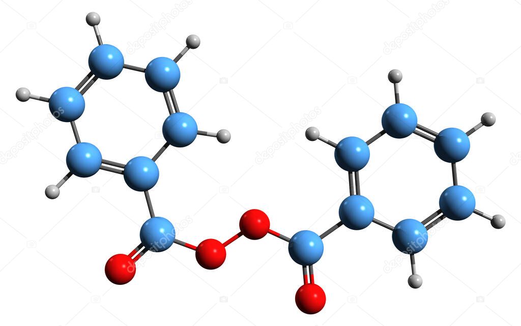 Imagen 3D de la fórmula esquelética de peróxido de benzoilo ...