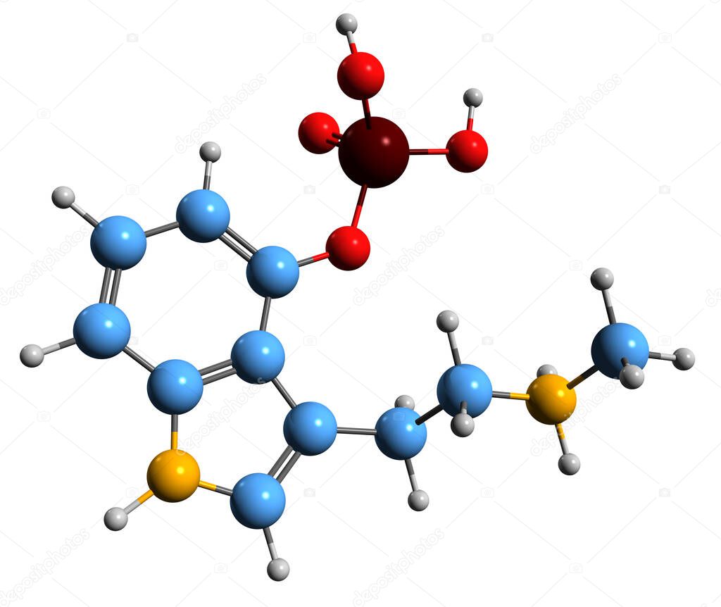 Imagen 3D de la fórmula esquelética de Baeocystin - estructura química molecular del alcaloide ...