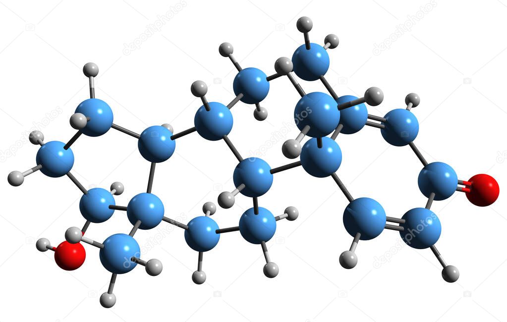 Imagen 3D de la fórmula esquelética de Boldenone: estructura química ...