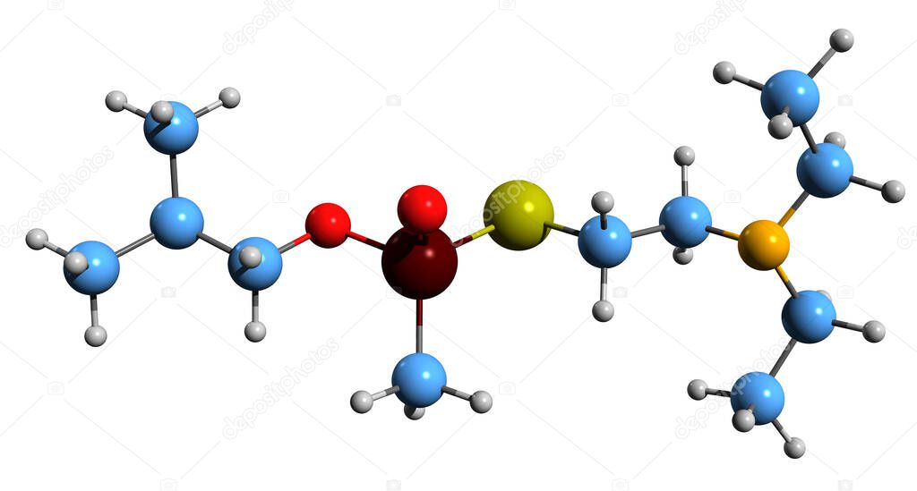 Imagen 3D de la fórmula esquelética rusa VX: estructura química ...