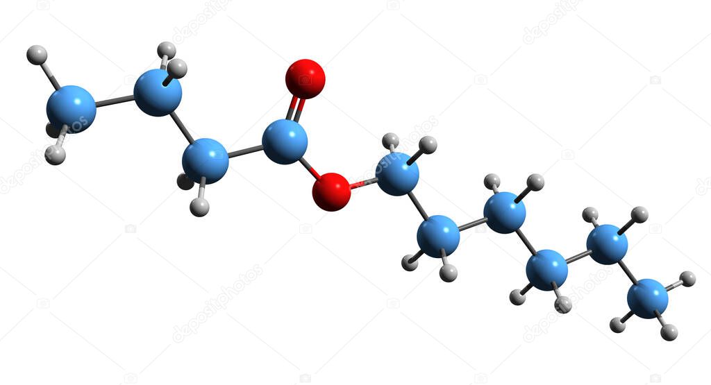 Imagen 3D de la fórmula esquelética del butirato de hexilo - estructura ...