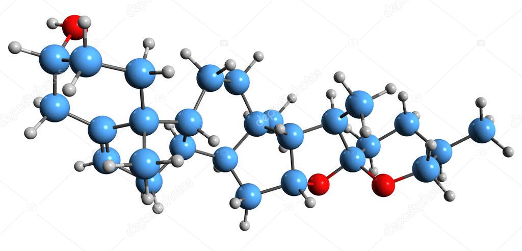 Imagen 3D de la fórmula esquelética de la diosgenina - estructura ...
