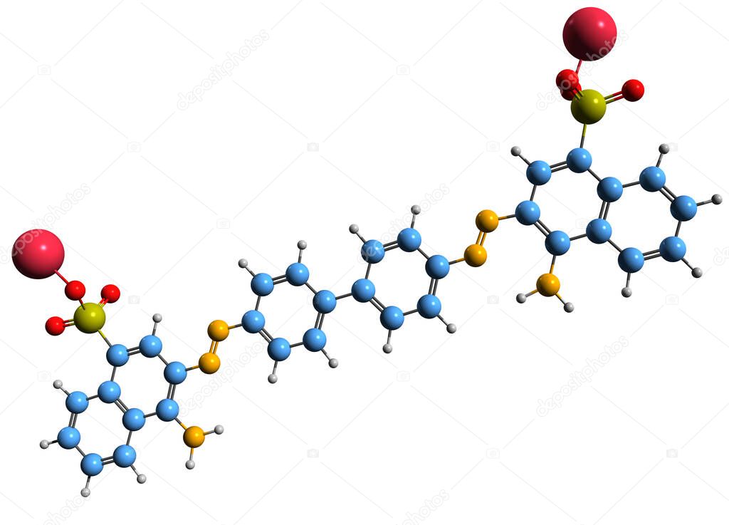 Imagen 3D de la fórmula esquelética roja del Congo - estructura química ...