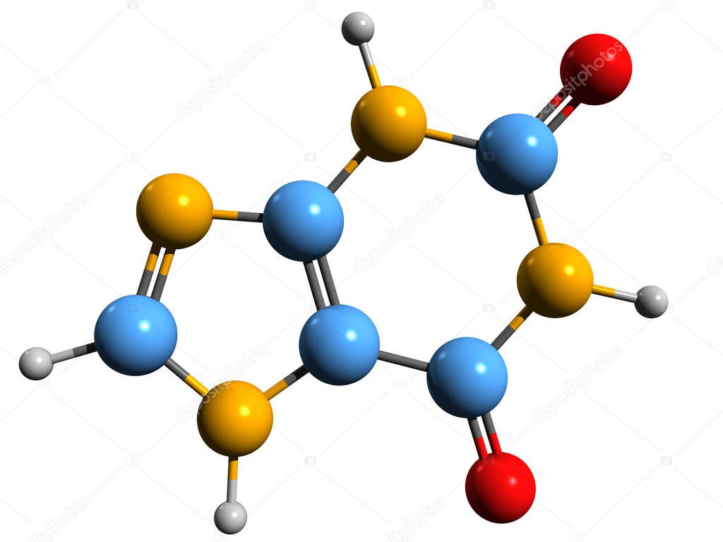 Imagen 3D de la fórmula esquelética de Xanthine - estructura química ...
