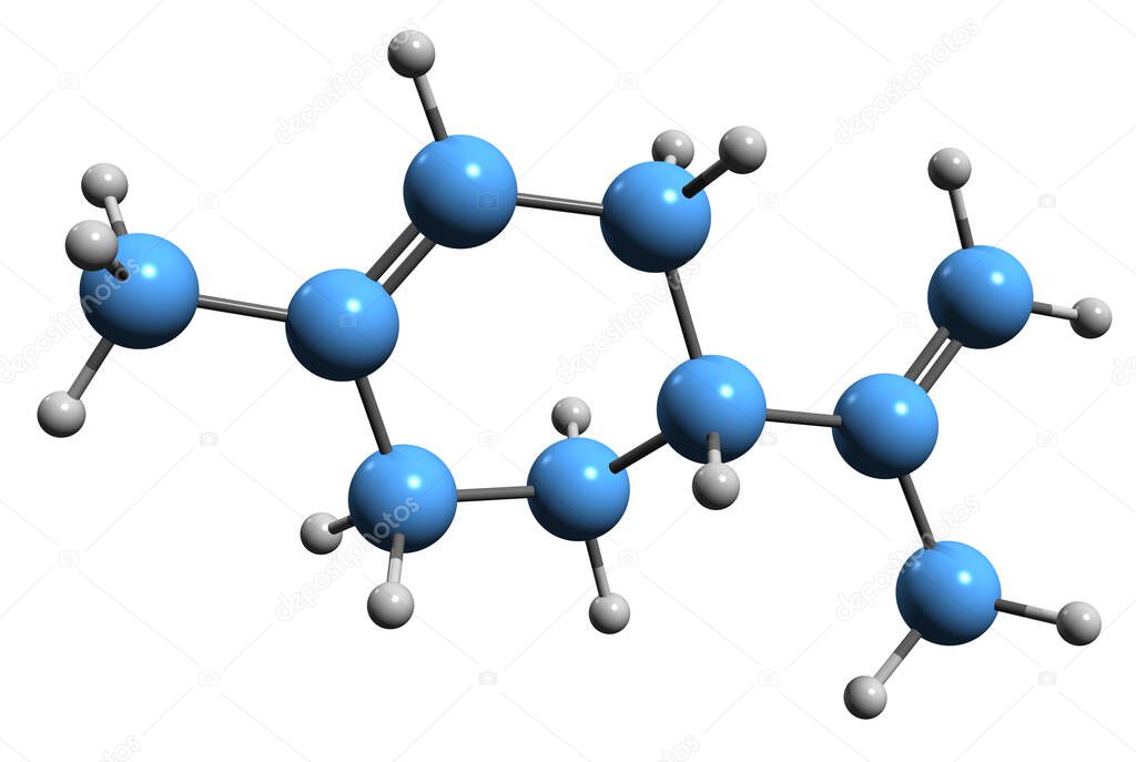 Imagen 3D de la fórmula esquelética de limoneno - estructura química ...