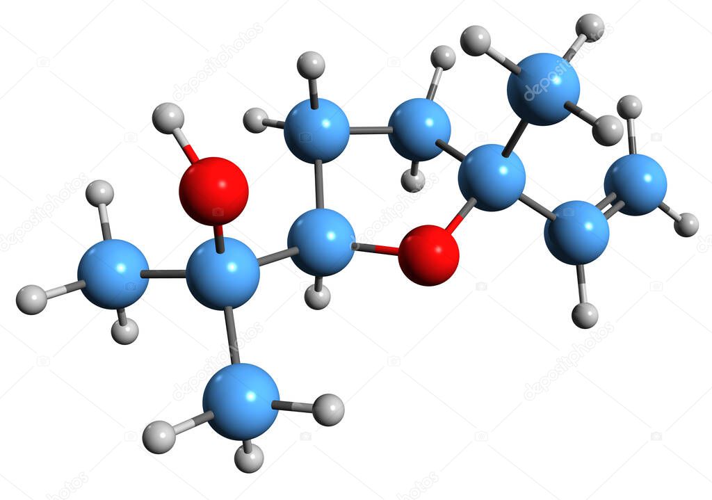 Imagen 3D de la fórmula esquelética de óxido de linalol - estructura química molecular de ...