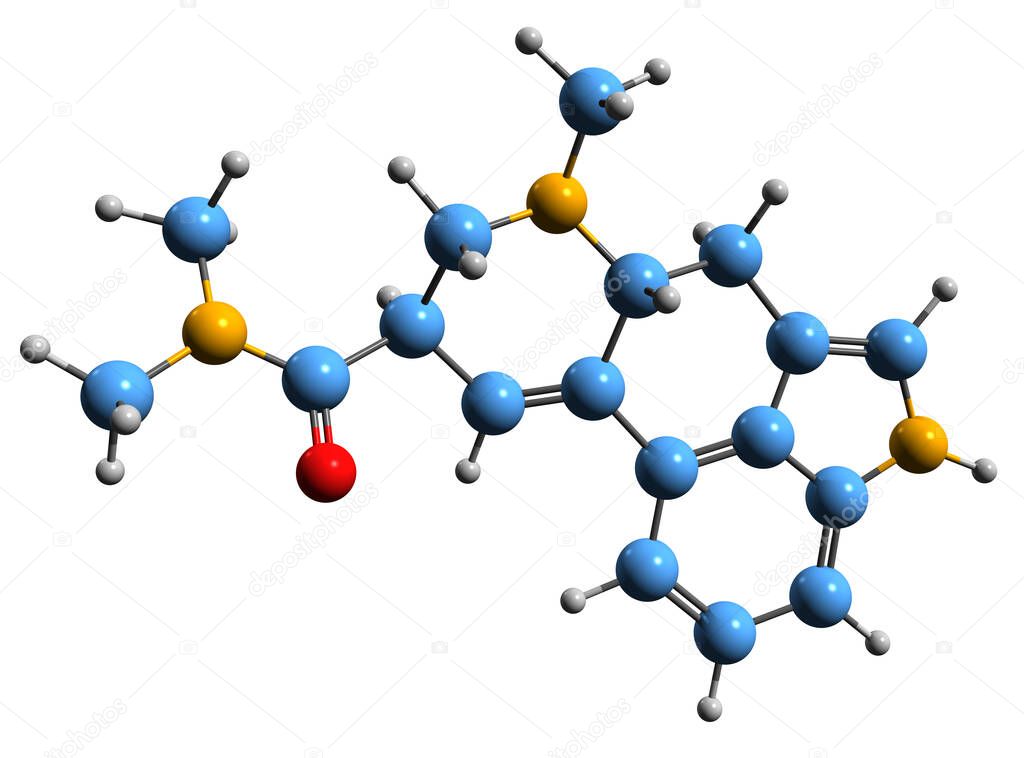 Imagen 3D de la fórmula esquelética de dietilamida de ácido lisérgico ...