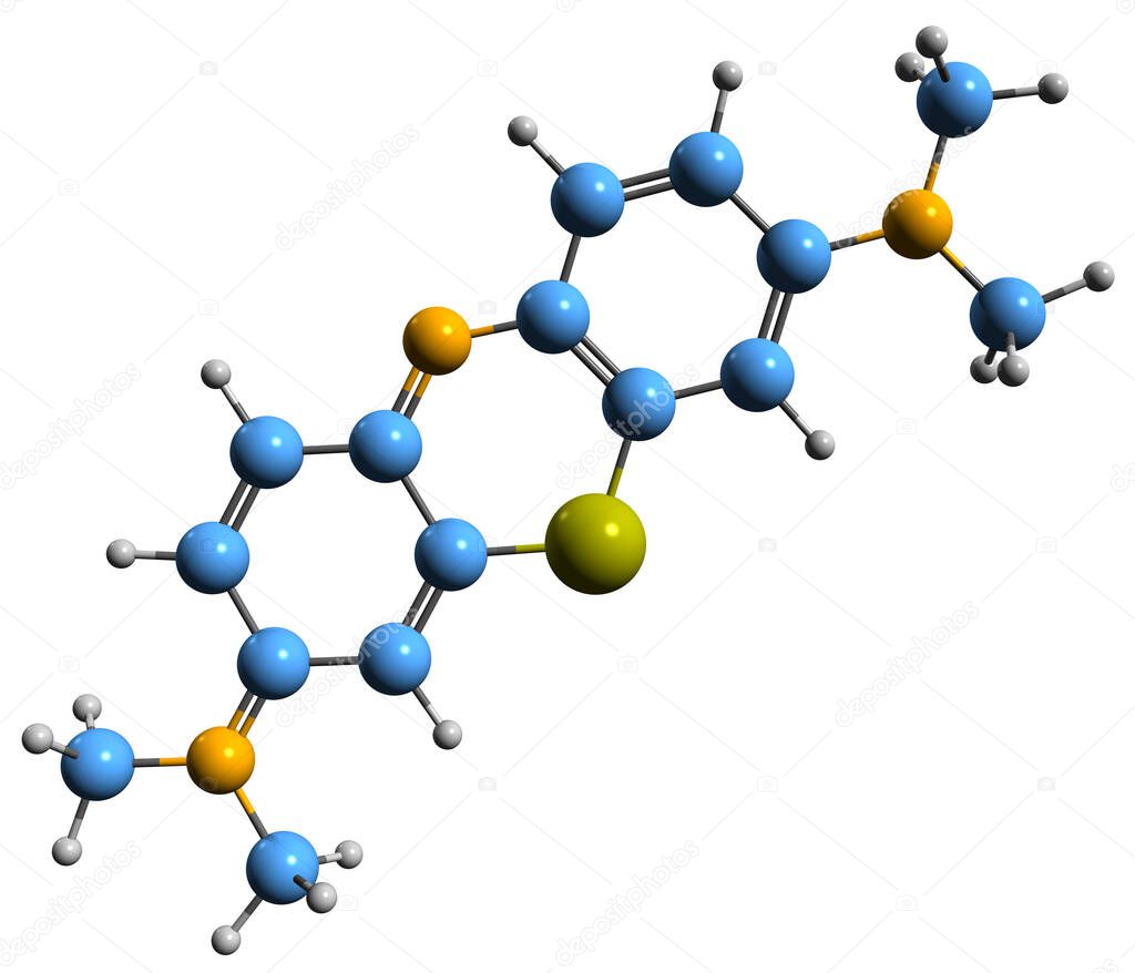 Imagen 3D de la fórmula esquelética azul de metileno - estructura ...