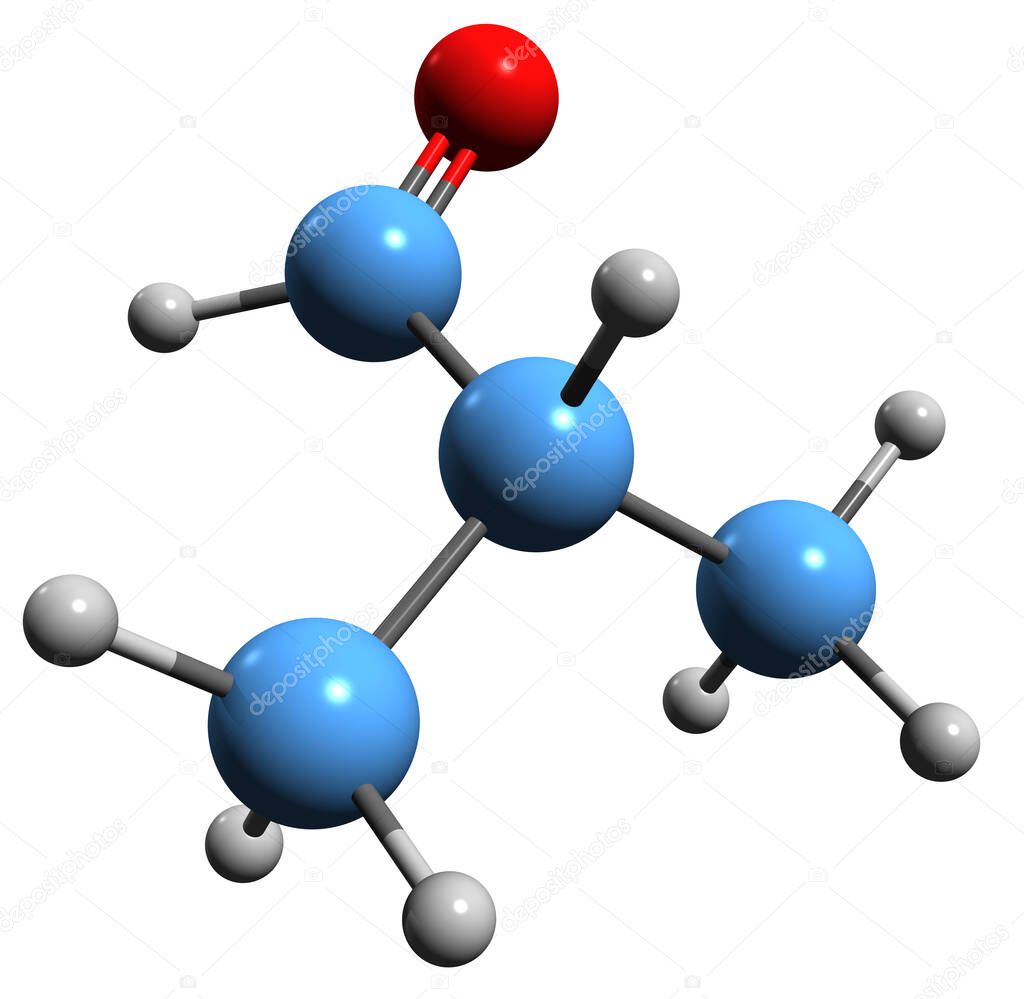 Imagen 3D de la fórmula esquelética de isobutiraldehído - estructura ...