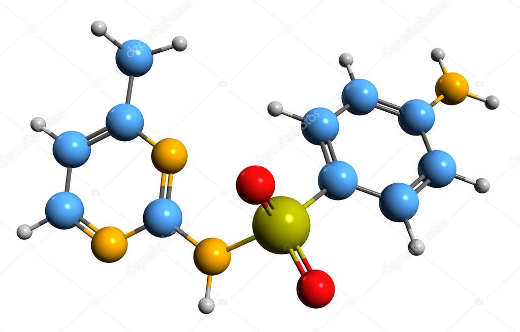 Imagen 3D de la fórmula esquelética de la sulfamerazina - estructura ...