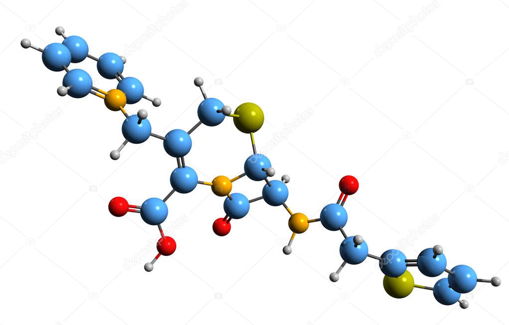 Imagen 3D de la fórmula esquelética de cefaloridina - estructura ...