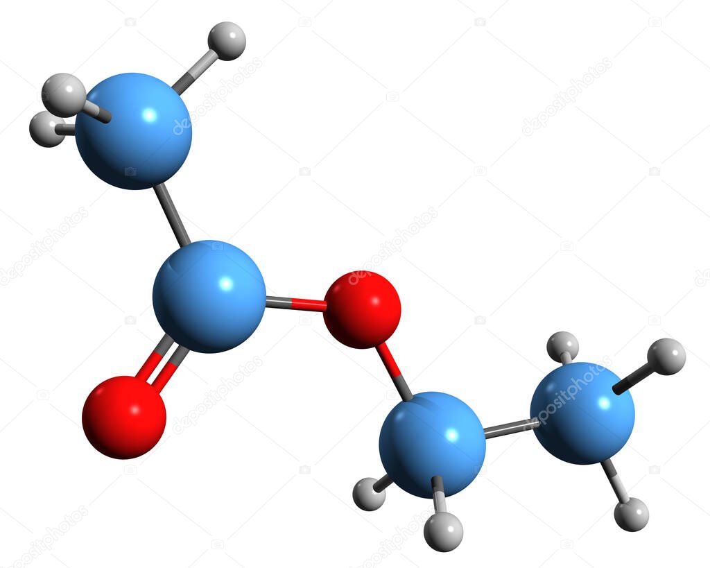 Imagen 3D de la fórmula esquelética del acetato de etilo - estructura ...