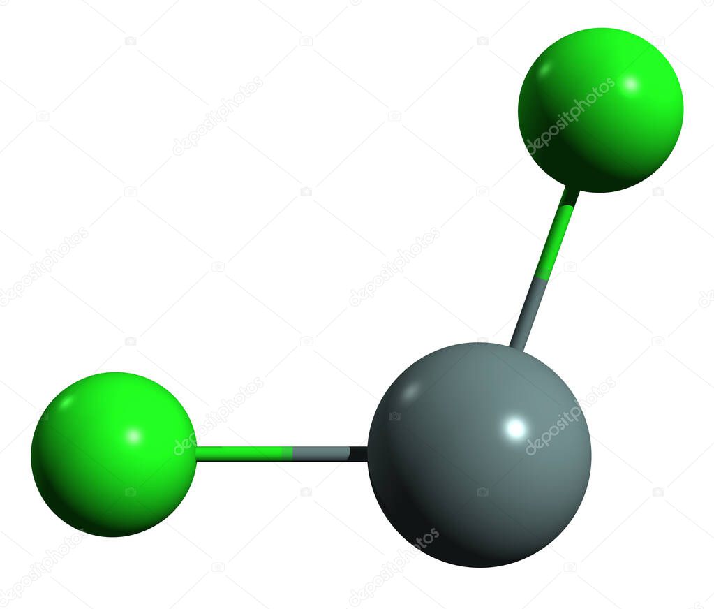 Imagen 3D de la fórmula esquelética de cloruro de estaño II: estructura ...