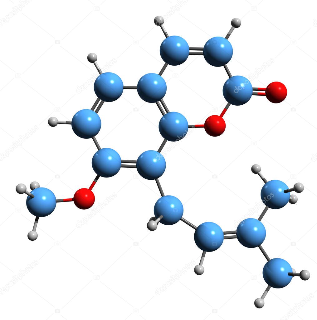 Imagen 3D de la fórmula esquelética de Osthol - estructura química ...