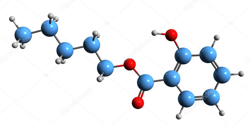 Imagen 3D de la fórmula esquelética del salicilato de amilo ...