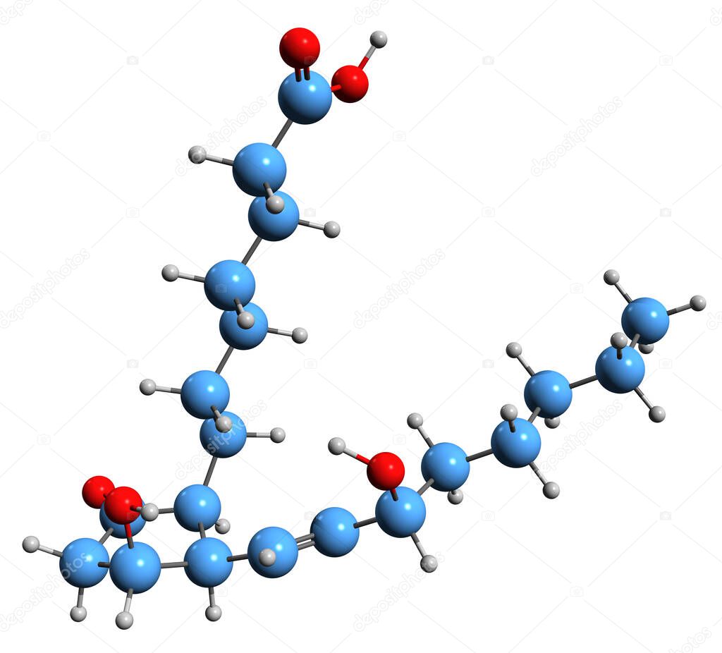 Imagen 3D de la fórmula esquelética de Prostaglandina E1 - estructura química molecular de ...