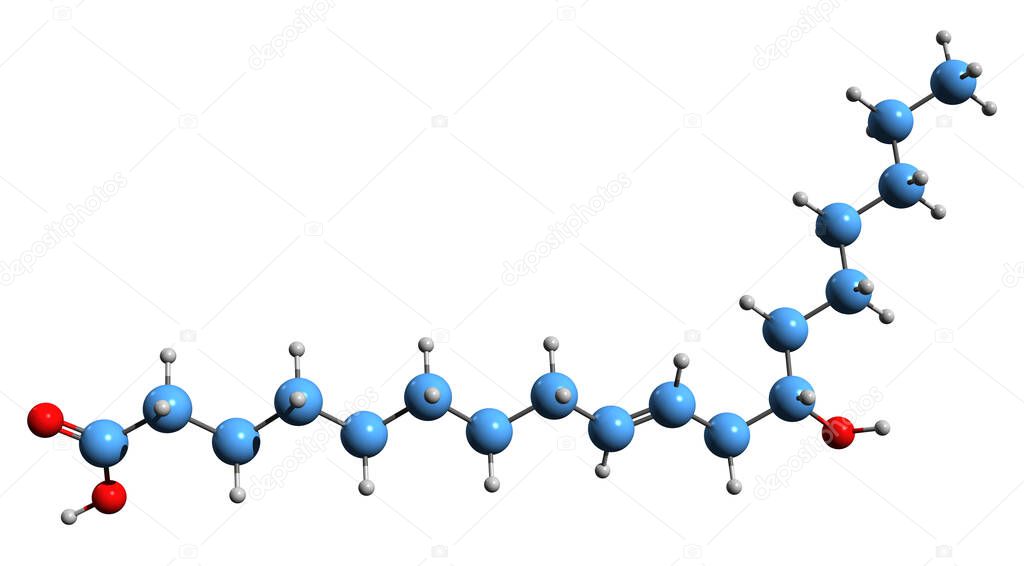 Imagen 3D de la fórmula esquelética del ácido ricinoleico - estructura ...