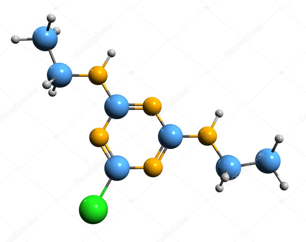 Imagen 3D de la fórmula esquelética de Simazine - estructura química ...