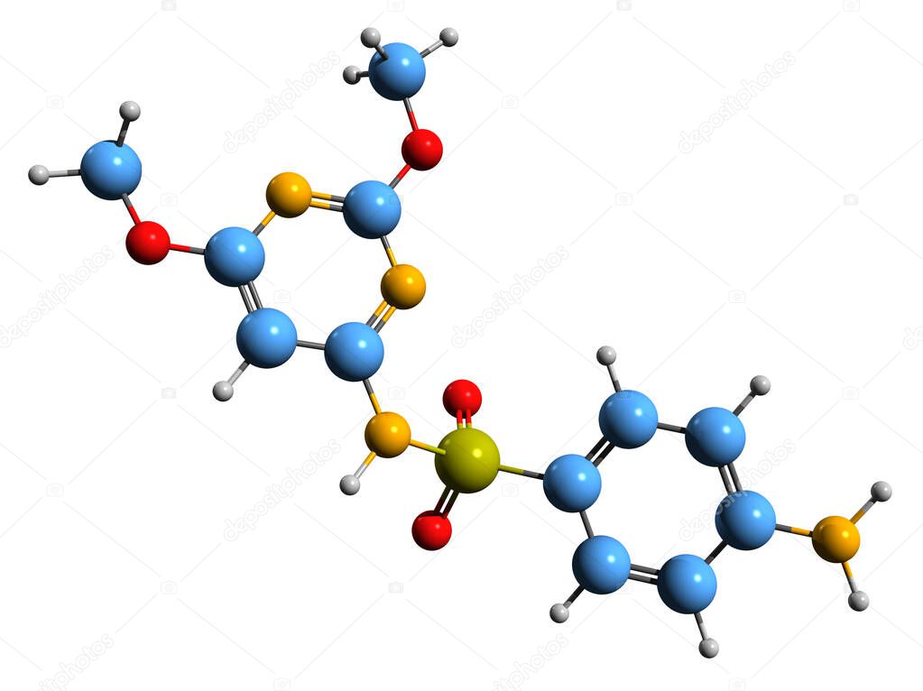 Imagen 3D de la fórmula esquelética de Sulfadimetoxina - estructura ...