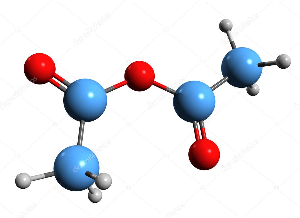 Imagen 3D de la fórmula esquelética del anhídrido acético - estructura ...