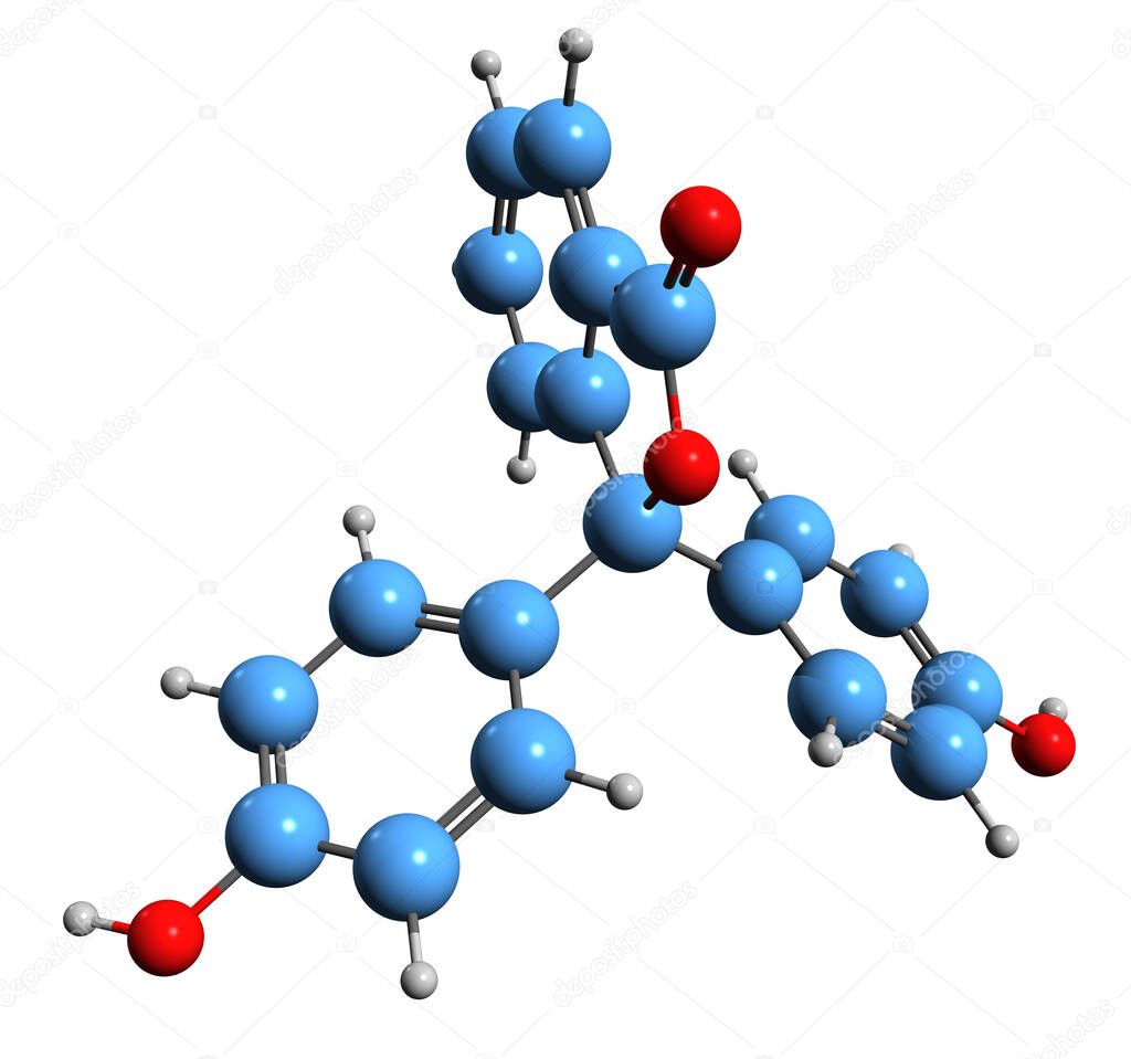 Imagen 3D de la fórmula esquelética de fenolftaleína: estructura ...