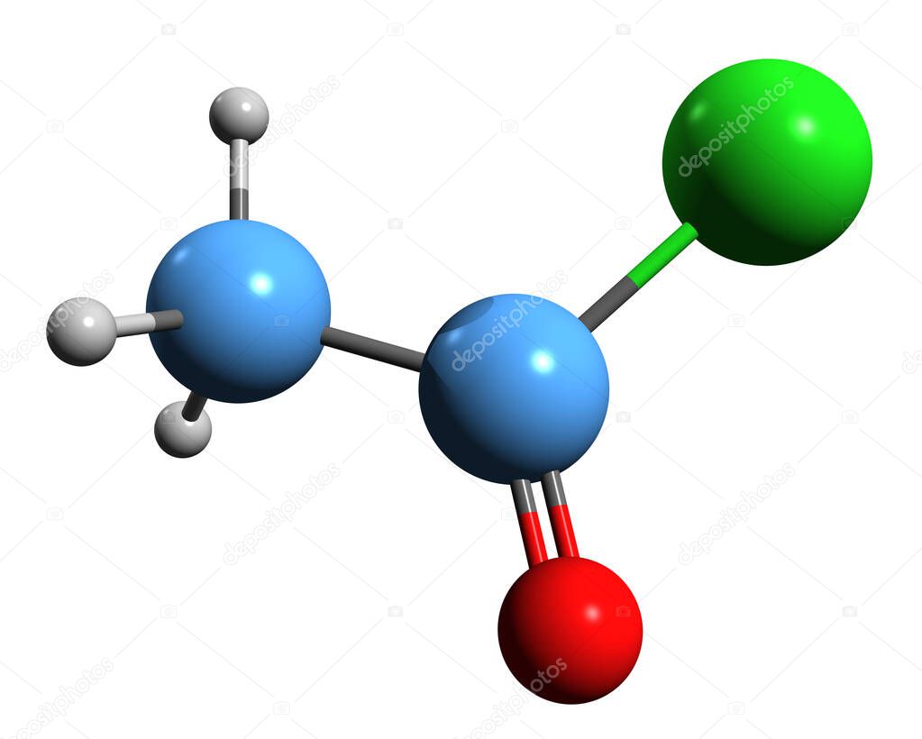 Imagen 3D de la fórmula esquelética del cloruro de acetilo - estructura ...