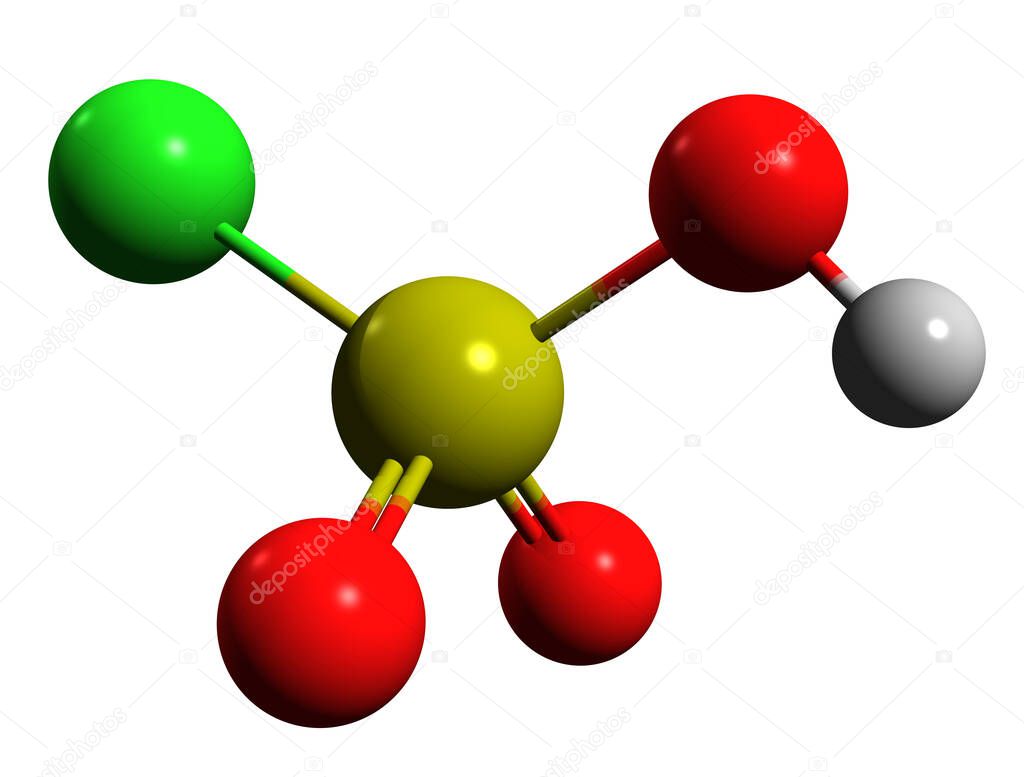 Imagen 3D de la fórmula esquelética del ácido clorosulfúrico ...