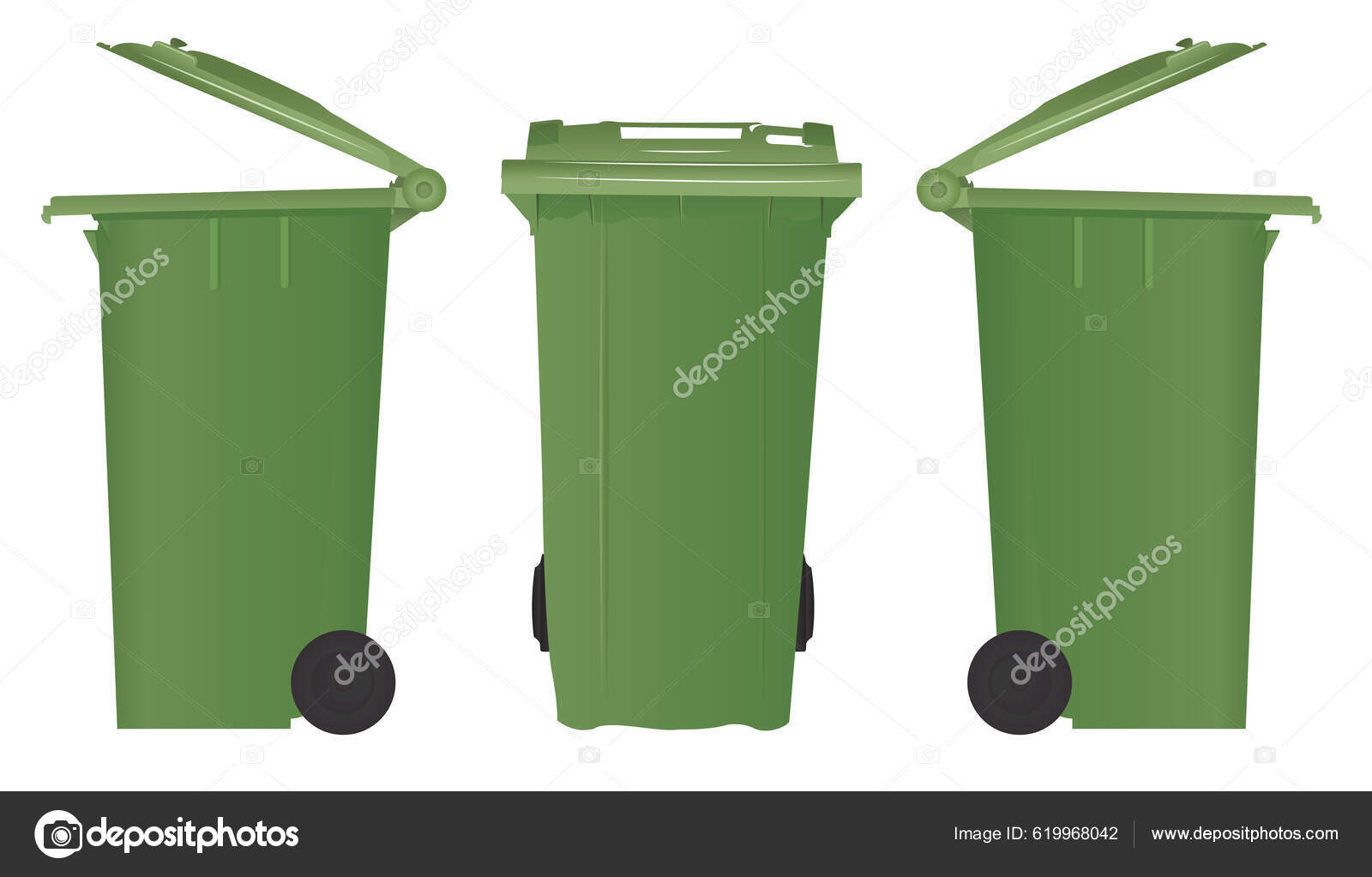 Realistic Wheelie Bin Vector Illustration Purposes Logo Mockups Product ...