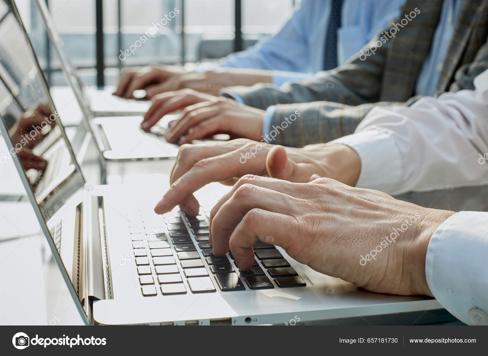 Man Working Office Hand Keyboard Close — Stock Photo © Pro.Sto #657181730