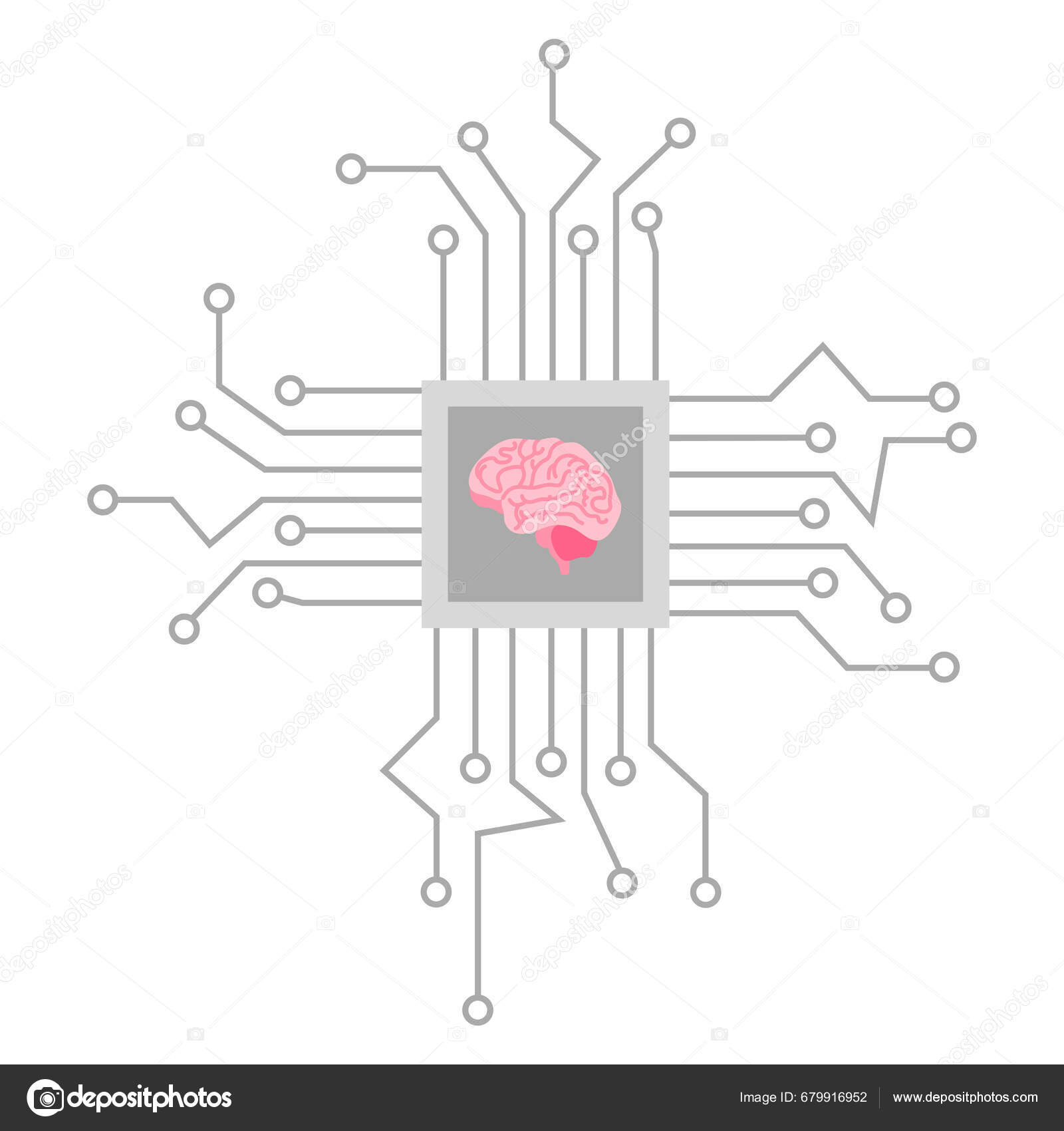 Conceito Conexões Microchip Inteligência Artificial Ilustração Vetorial ...