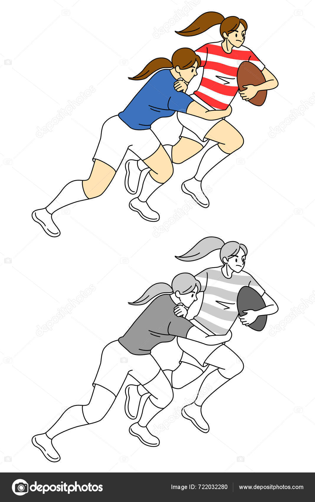 Rugby Player Female Illustration Set Stock Vector by ©yuki_acaraje ...